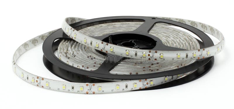 LED Lamps, Strip And Spotlight On White Background Stock Photo - Image ...