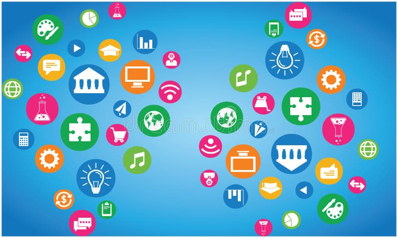 Different Types Of Icon In Various Color On Abstract Background Stock ...