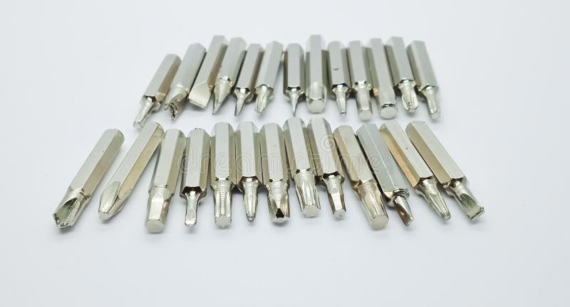 Different Types of Interchangeable Metal Screwdriver Tips, Isolated on ...