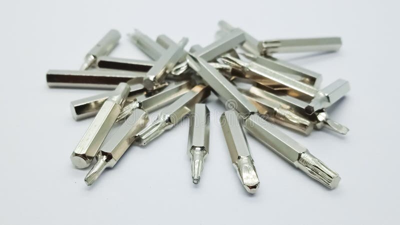 Different Types of Interchangeable Metal Screwdriver Tips, Isolated on ...