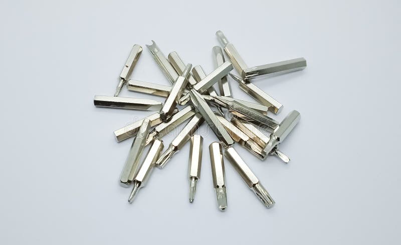 Different Types of Interchangeable Metal Screwdriver Tips, Isolated on ...