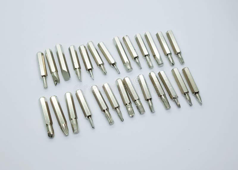 Different Types of Interchangeable Metal Screwdriver Tips, Isolated on ...