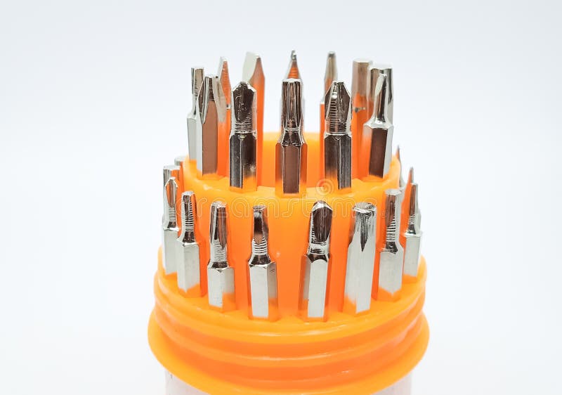 Different Types of Interchangeable Metal Screwdriver Tips, Placed in ...