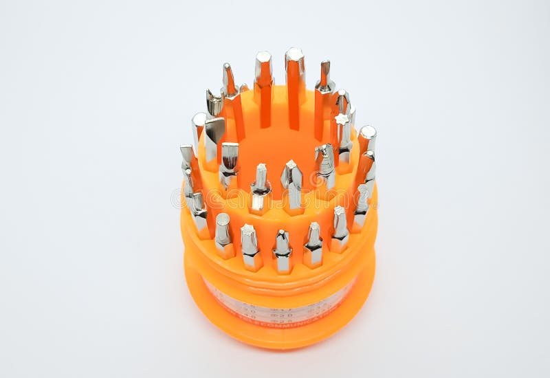 Different Types of Interchangeable Metal Screwdriver Tips, Placed in ...