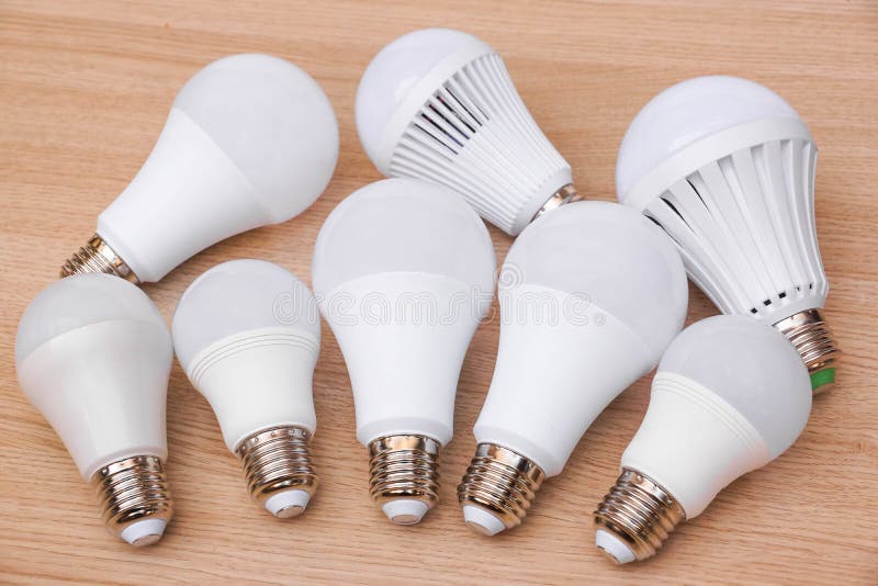 Different Types of LED Light Bulbs Stock Image - Image of reflection ...