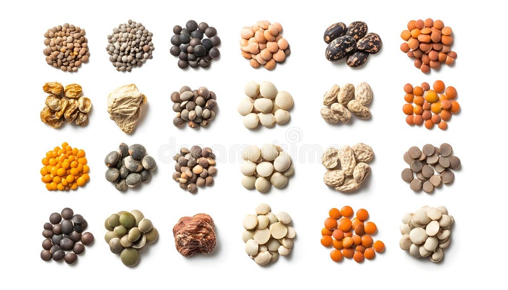 Different Types of Lentils Isolated on White Stock Image - Image of ...
