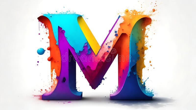 With Different Types of Liquid Colors M Letter Ai Generated Stock ...