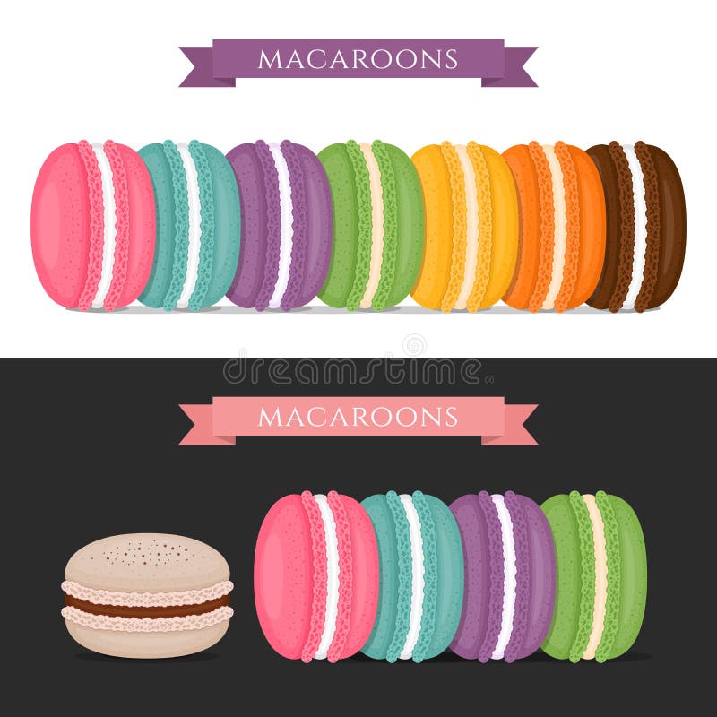 Different Types of Macaroons. Banner Cake Macaron Stock Vector ...