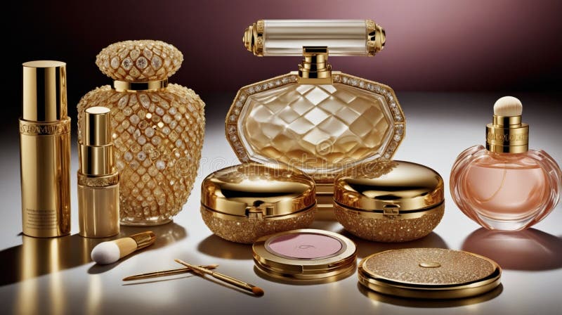 Luxurious makeup products stock illustration. Illustration of design ...