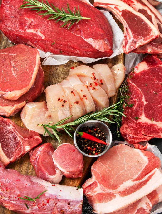 Different types of meat stock photo. Image of beef, background - 367471824
