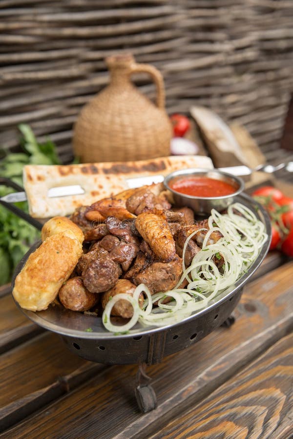 Different Types of Meat Prepared on Grill Stock Image - Image of beef ...