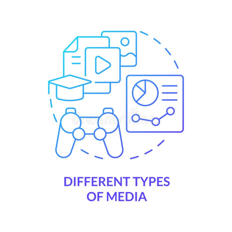 Different Types of Media Blue Gradient Concept Icon Stock Vector ...