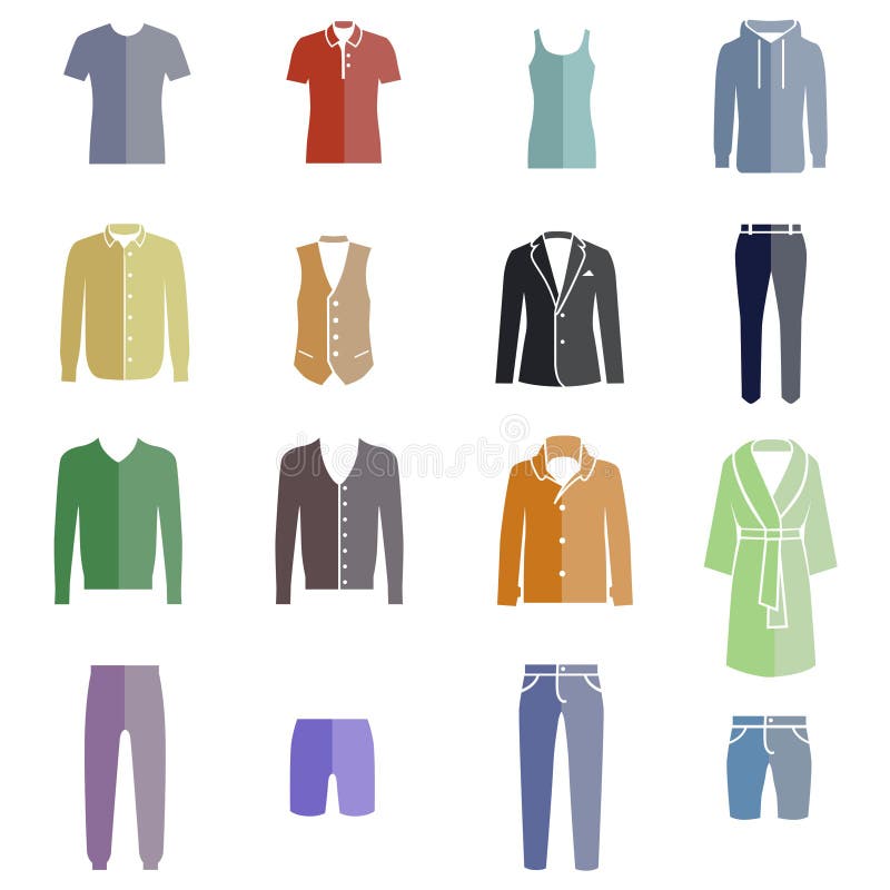 Different Types of Men S Clothes As Color Icons Stock Vector ... Different Types of Men S Clothes As Color Icons Stock Vector ...