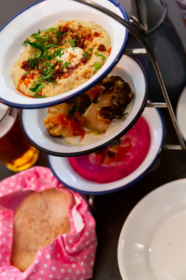 Different Types of Meze Dishes Served on Table Stock Image - Image of ...