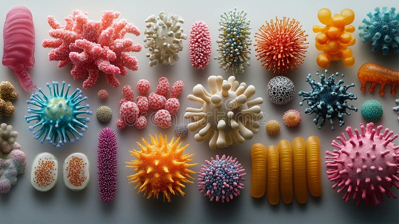 Different Types of Microbes Virus Cells and Bacteria Representing ...