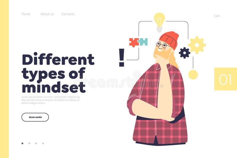 Different Types of Mindset Concept of Landing Page with Man Having ...
