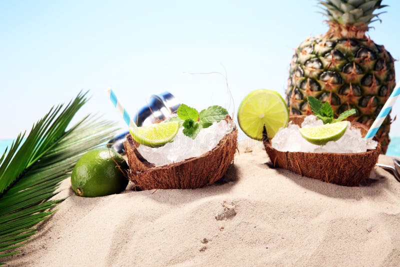 Different Types of Mojito Cocktail on the Beach. Stock Image - Image of ...