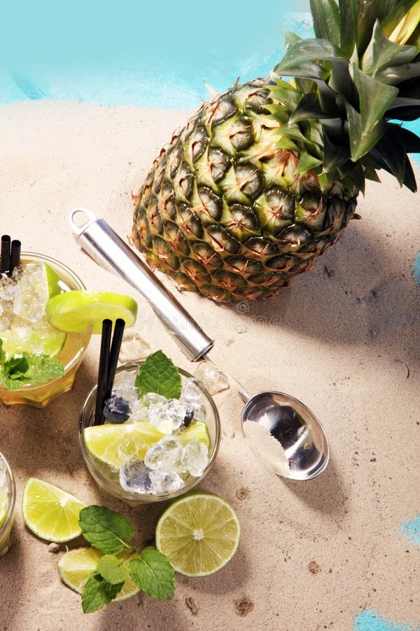 Different Types of Mojito Cocktail on the Beach. Stock Photo - Image of ...