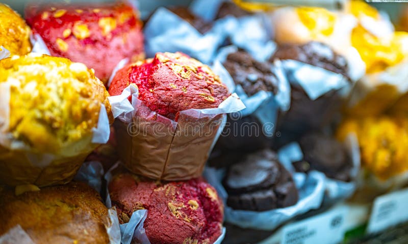 Different Types of Muffins for Sale in a Bakery Stock Image - Image of ...