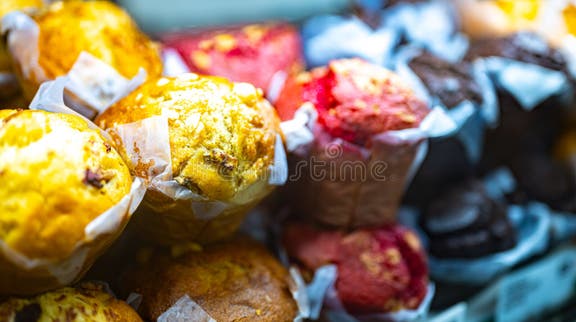Different Types of Muffins for Sale in a Bakery Stock Photo - Image of ...