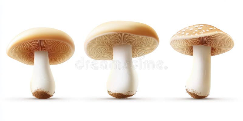 Different Types of Mushrooms Displayed in a Row Showing Various Shapes ...