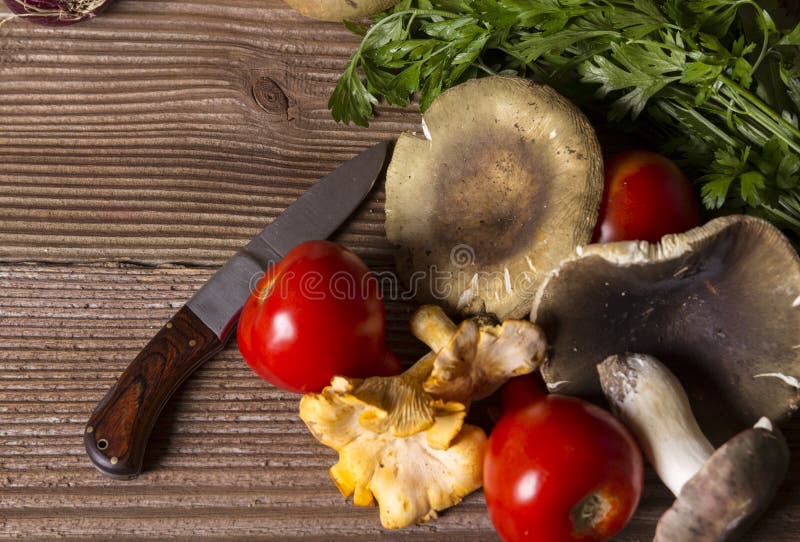 Different Types of Mushrooms with Vegetables Stock Photo - Image of ...