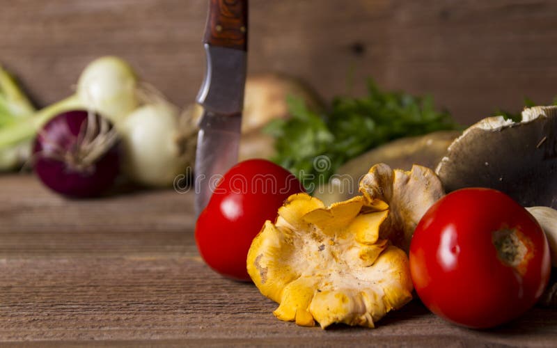 Different Types of Mushrooms with Vegetables Stock Photo - Image of ...