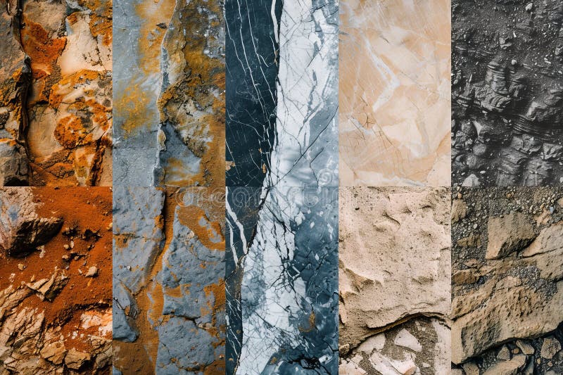 Collage of Different Types of Earth Textures. Stock Illustration ...