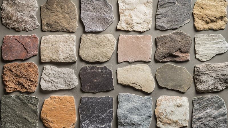 Different Types of Natural Stones Arranged in a Grid Pattern on a ...