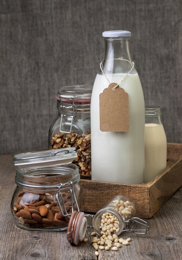 Different Types of Nut Milk Stock Photo - Image of eating, healthy ...