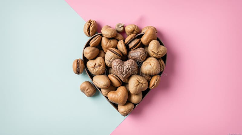 Different Types of Nuts. Heart-shaped Plate with Valentine S Day ...