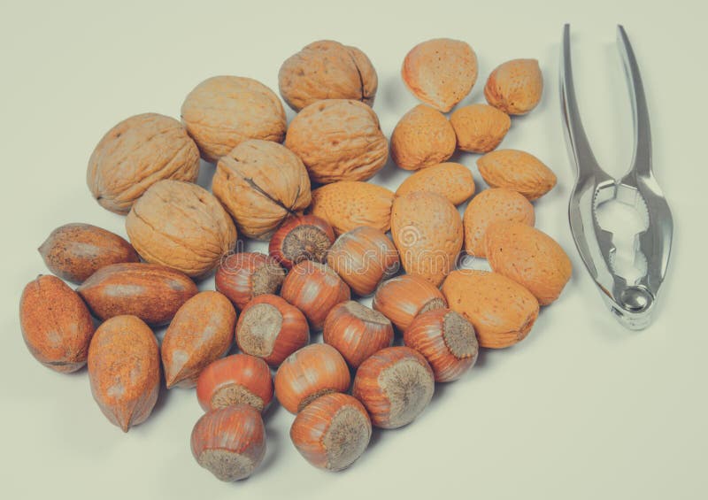 Different Types Of Nuts In A Shell On A White Background. Stock Image ...