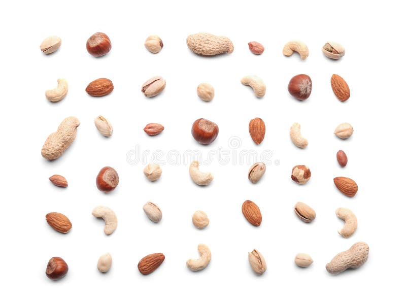 Different Types of Nuts on White Background Stock Photo - Image of ...