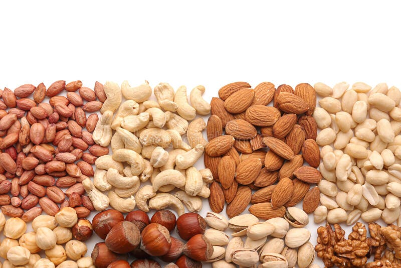 Different Types of Nuts on White Background Stock Photo - Image of ...