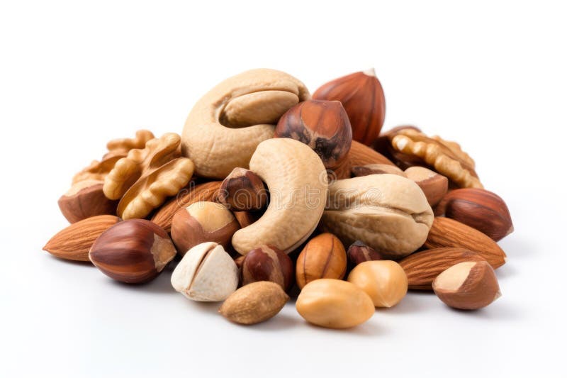 Different Types of Nuts on a White Background Stock Illustration ...