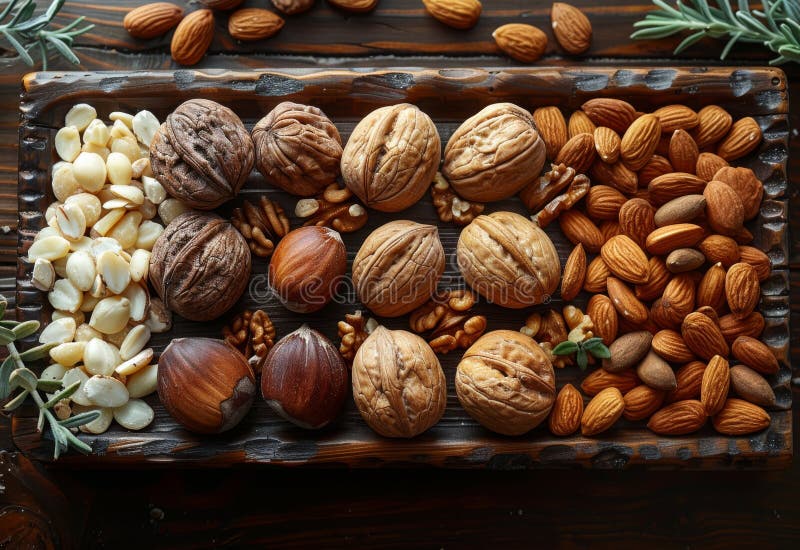 Different Types of Nuts in Wooden Box Stock Image - Image of nature ...