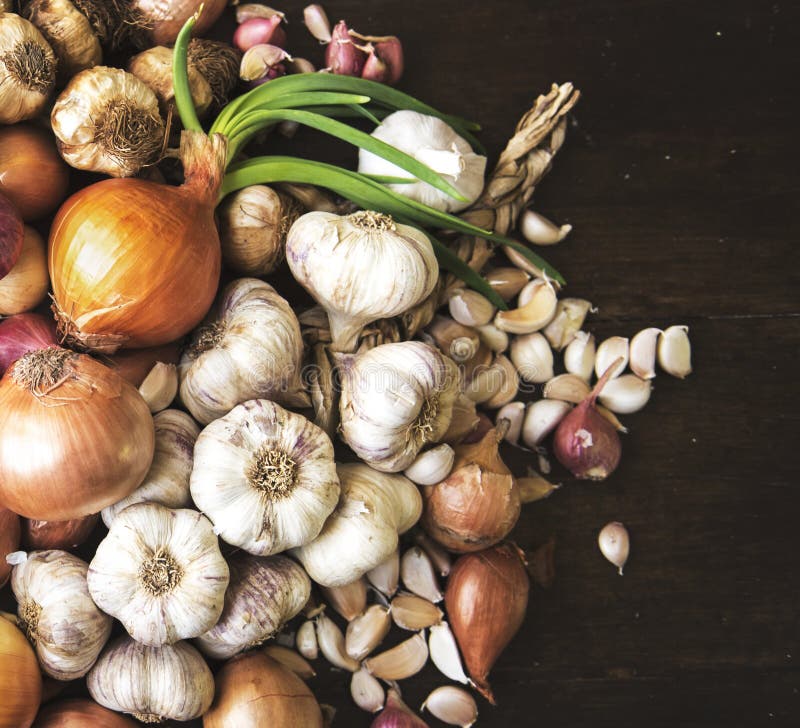 Different Types of Onions and Garlic on Black Background Stock Image ... Different Types of Onions and Garlic on Black Background Stock Image ...