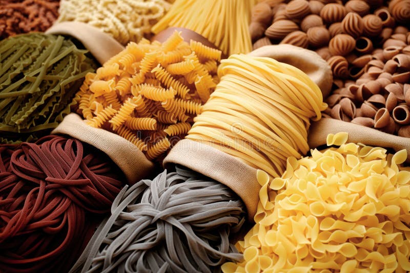 Different Types of Pasta As Background, Closeup. Pasta and Spaghetti ...