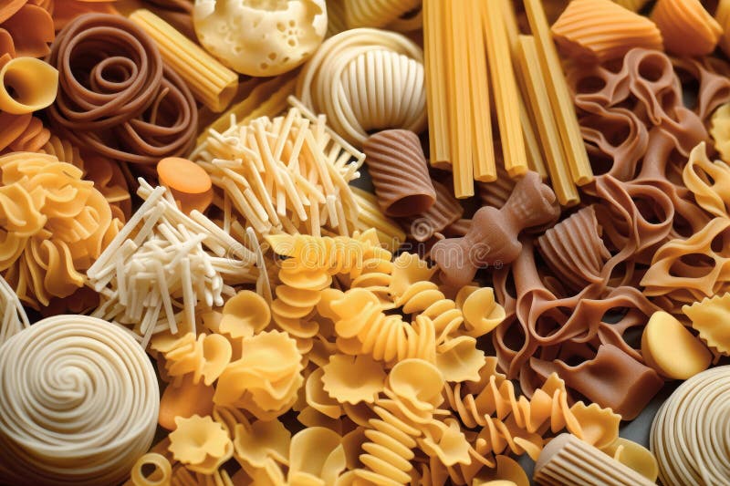 Different Types of Pasta As Background, Closeup. Pasta and Spaghetti ...