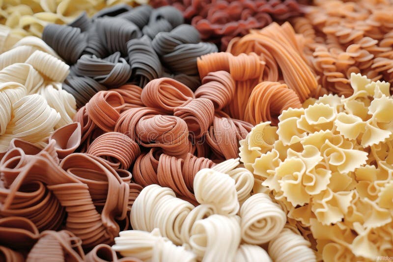 Different Types of Pasta As Background, Closeup. Pasta and Spaghetti ...