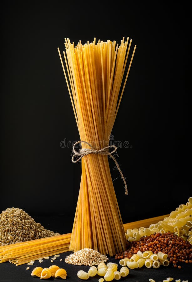 Different Types of Pasta on Black Background Stock Photo - Image of ...