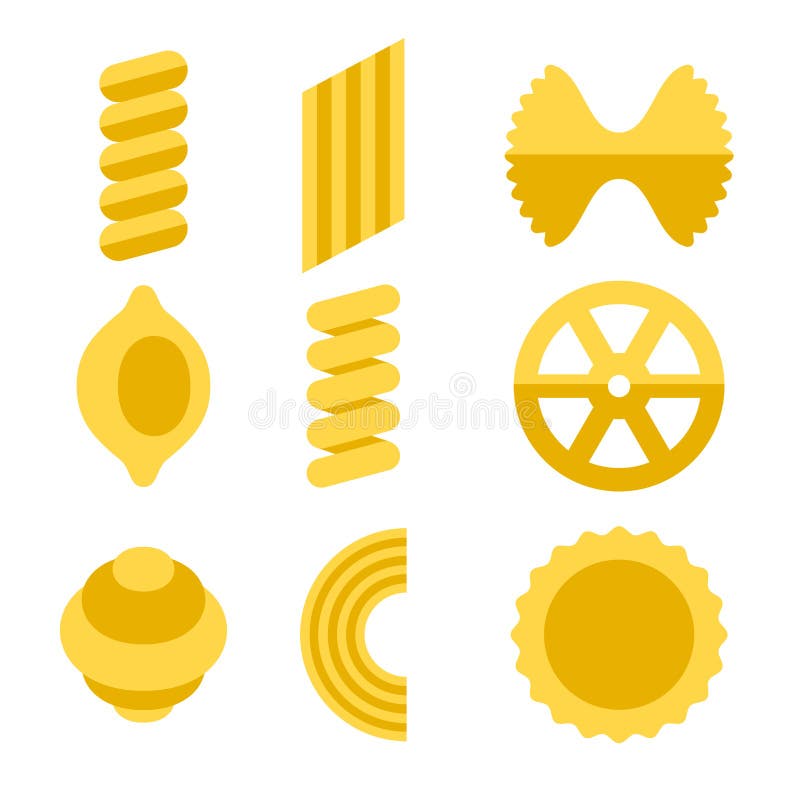 Different Types of Pasta Icons Set. Vector Stock Vector - Illustration ...