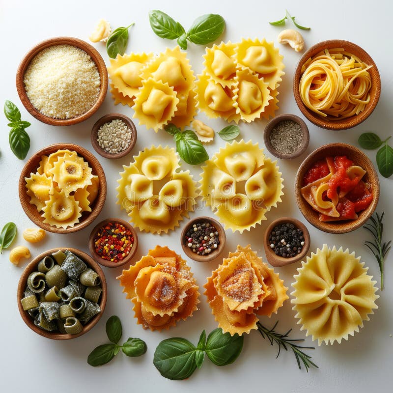 Different Types of Pasta with Different Types of Sauces and Ingredients ...