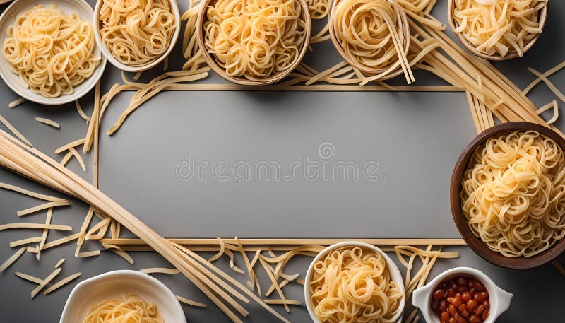 Different Types of Pasta Surrounding a Gray Space Stock Illustration ...