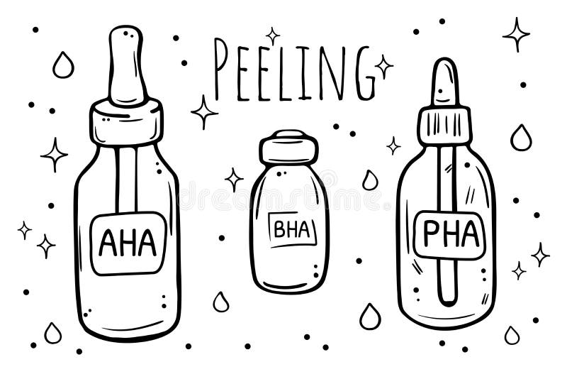 Different Types of Peelings. Black Outline Illustration on a White ...