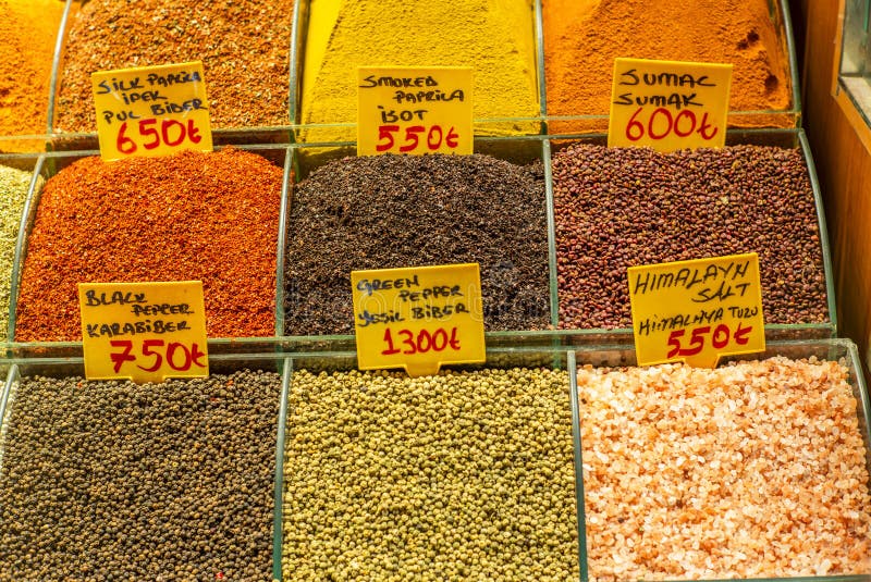 Different Types of Peppercorns in the Egyptian Bazaar in Istanbul Stock ...