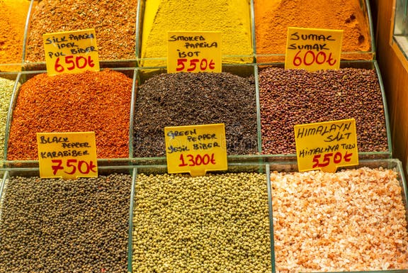 Different Types of Peppercorns in the Egyptian Bazaar in Istanbul Stock ...