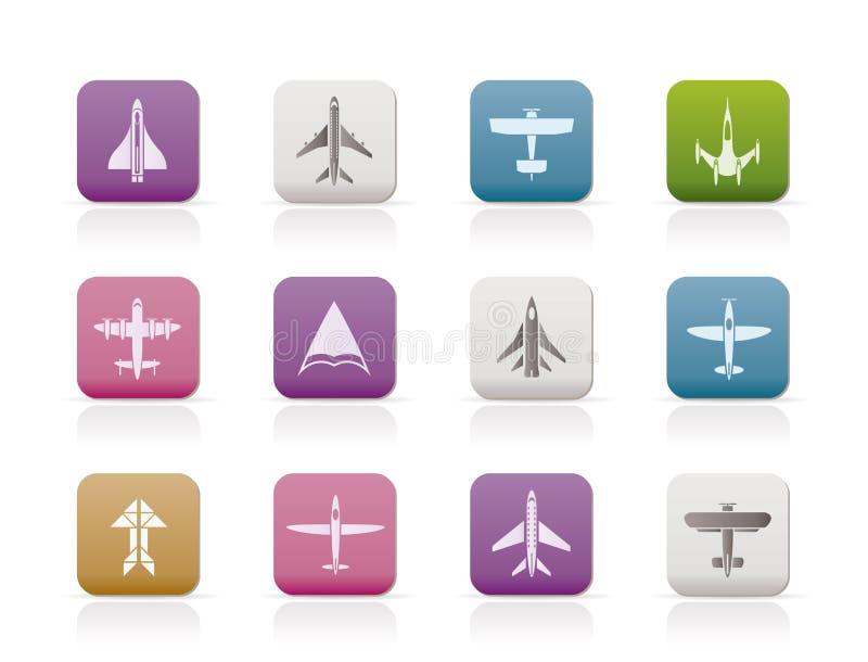 Different Types of Plane Icons Stock Vector - Illustration of deliver ...