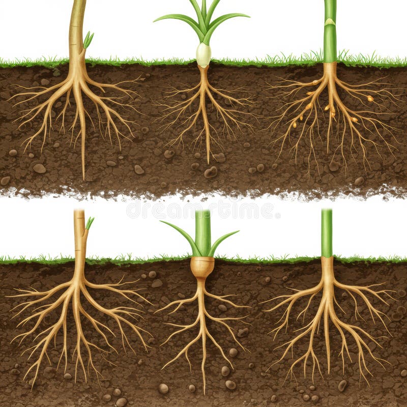 Different Types of Plant Root Systems a Visual Guide Stock Illustration ...