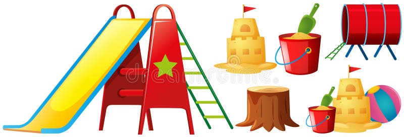 Different Types of Play Stations at Playground Stock Vector ...